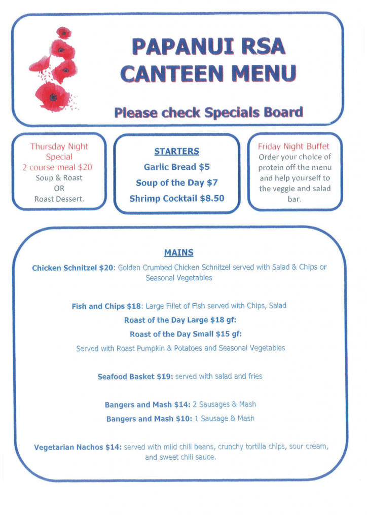 Christchurch Family Restaurant| Club Canteen Papanui RSA