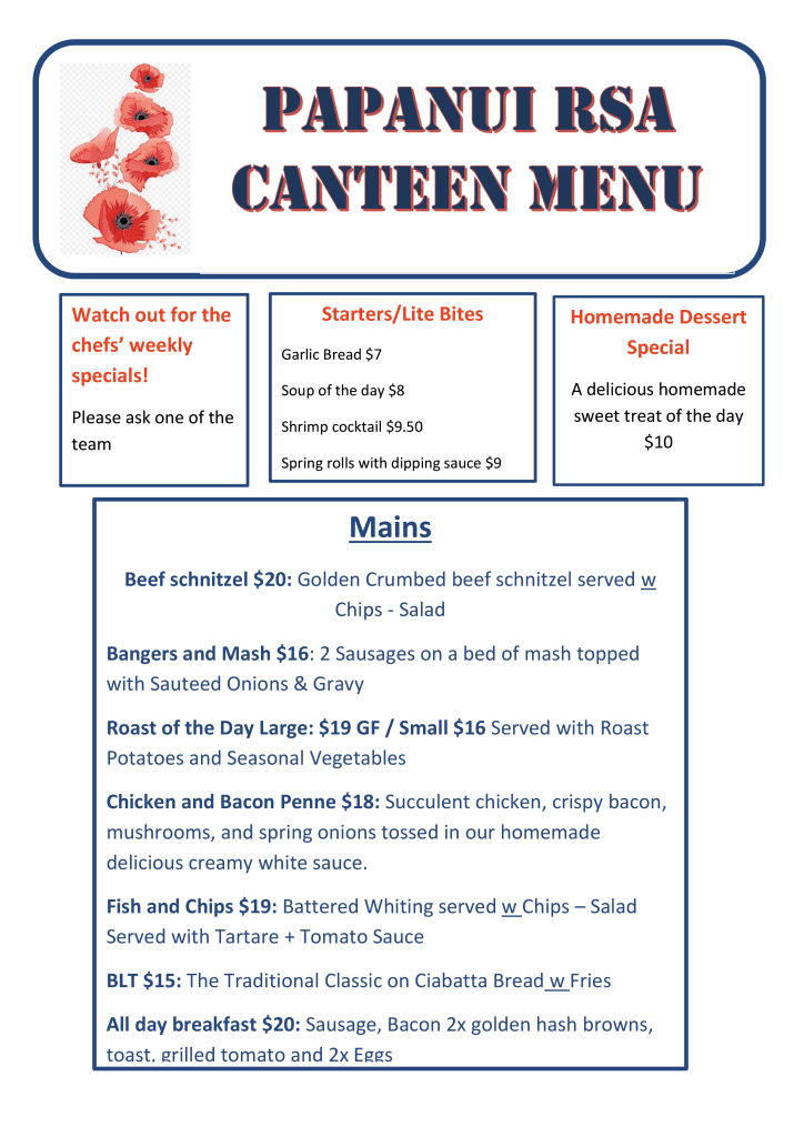 Christchurch Family Restaurant| Club Canteen Papanui RSA